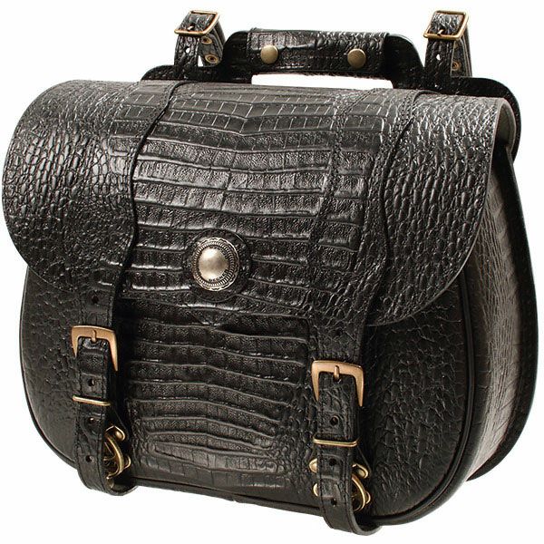 デグナー (DEGNER) SB-24CR-BK クロコダイル柄レザーサドルバッグ ブラック | バイクカスタムパーツ専門店 モトパーツ(MOTO PARTS)