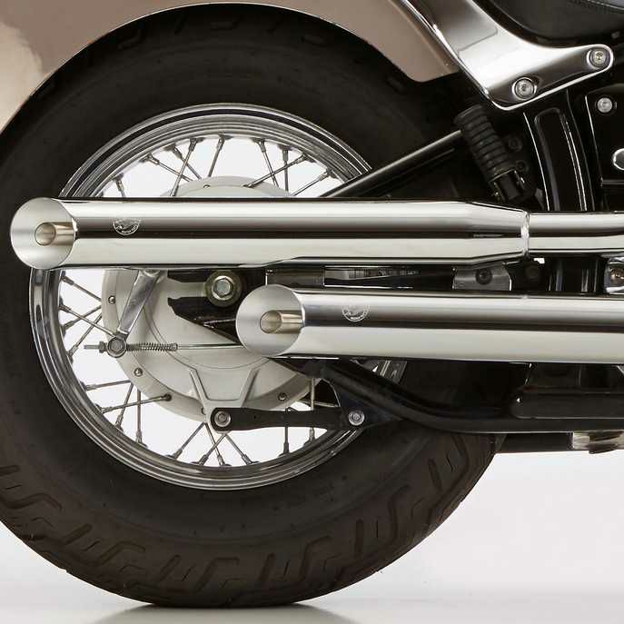 YAMAHA XV1000/ XV1100 Virago / XV750 右側2本出しサイレンサー Cromo Line シルバー ...